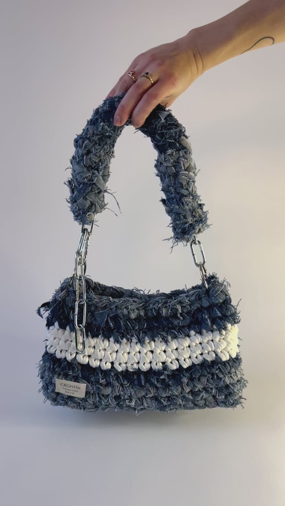 Upcycled Denim Crochet Bag - Medium Crohini JOE Bag - Handmade – CROHINI